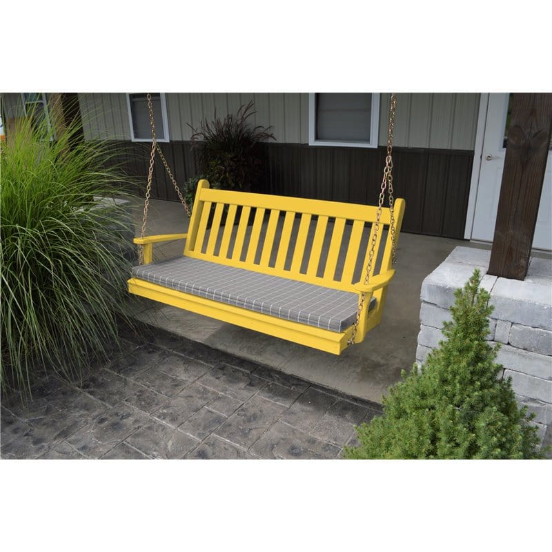 4' Traditional English Swing Yellow Pine Wood Two Seater – Float In Air